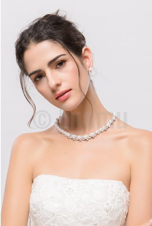 Single Line Pearl Necklace Set – Enumu
