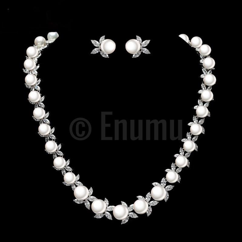 Single Line Pearl Necklace Set – Enumu