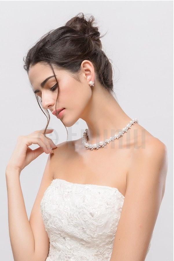 Single Line Pearl Necklace Set – Enumu