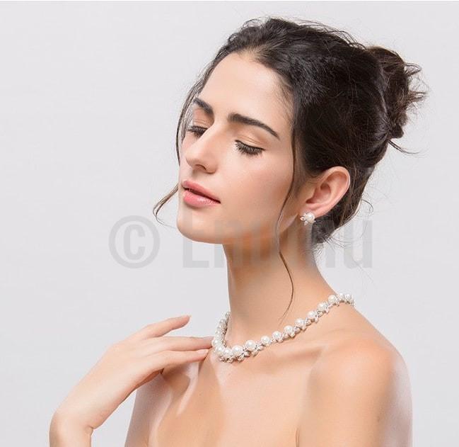 Single Line Pearl Necklace Set – Enumu