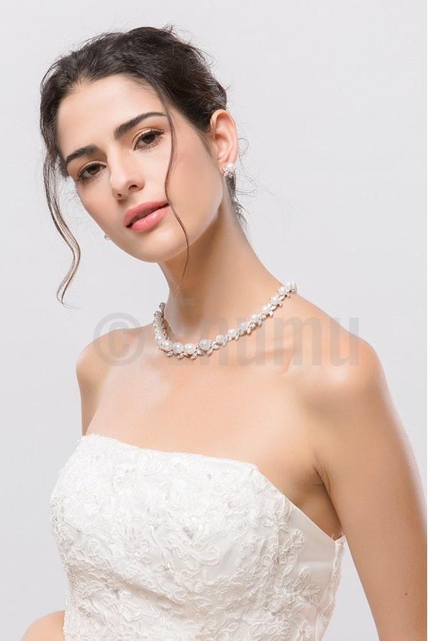 Single Line Pearl Necklace Set – Enumu