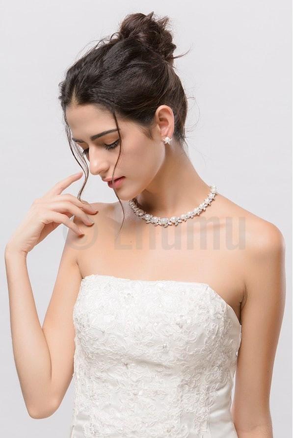 Single Line Pearl Necklace Set – Enumu