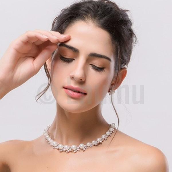 Single Line Pearl Necklace Set – Enumu